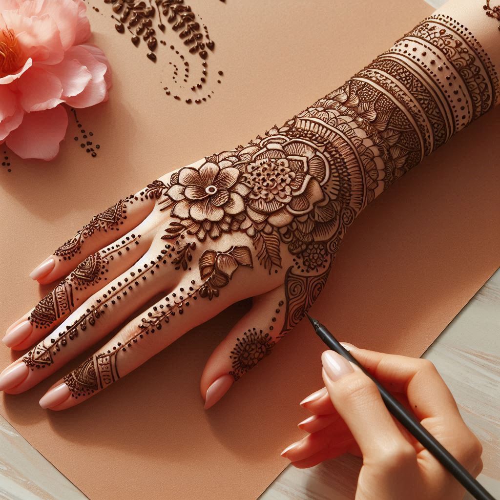 Easy back hand Mehndi design by Anisha Vivek on Mehndi World