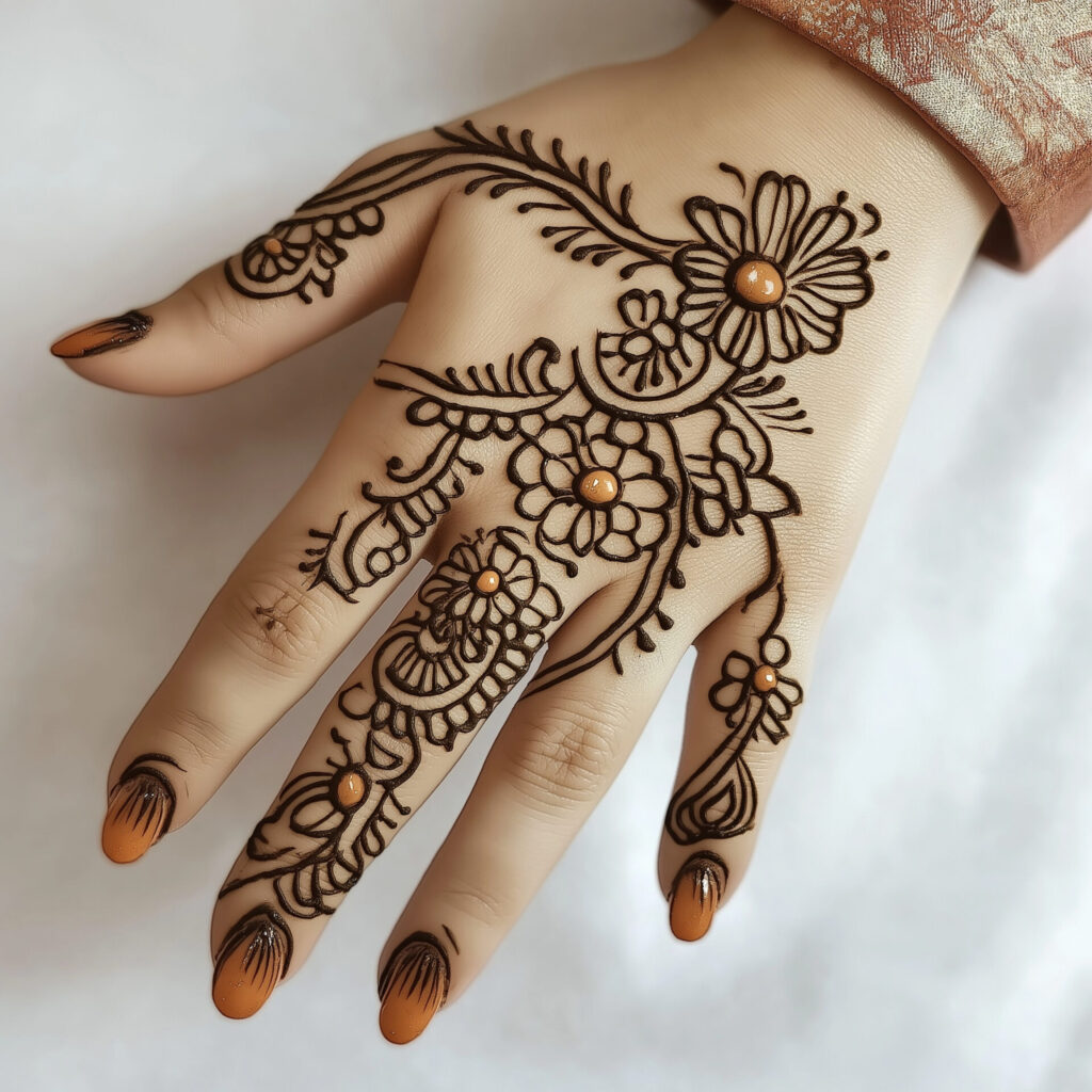 Half back hand Mehndi designs by Karnesh Sharma on Mehndi World