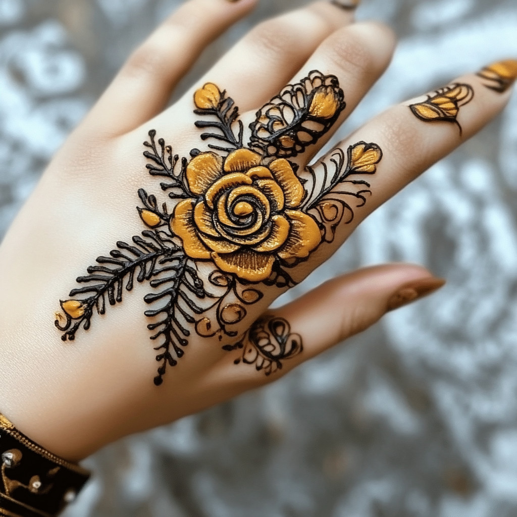 Arabic rose Mehndi design by Sudhir Shivaram on Mehndi World