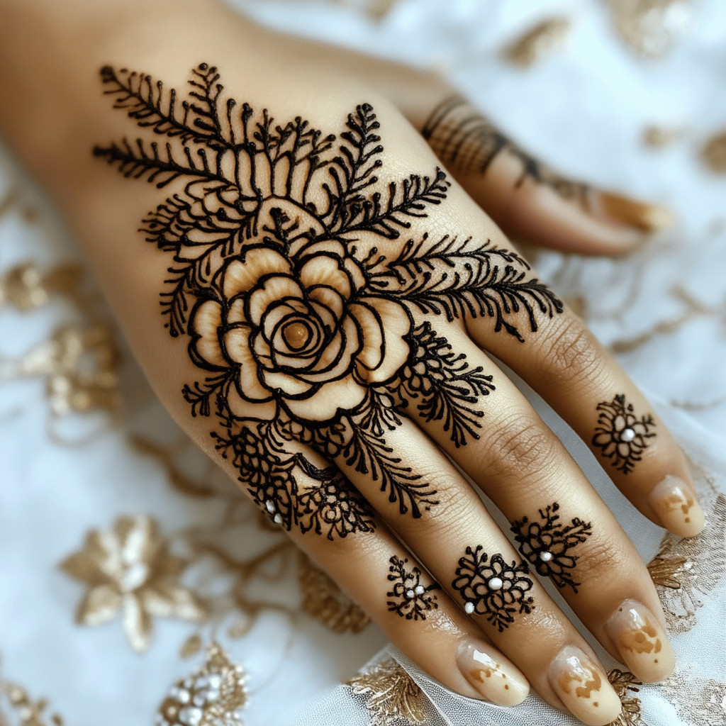 Arabic rose Mehndi design by Sudhir Shivaram on Mehndi World