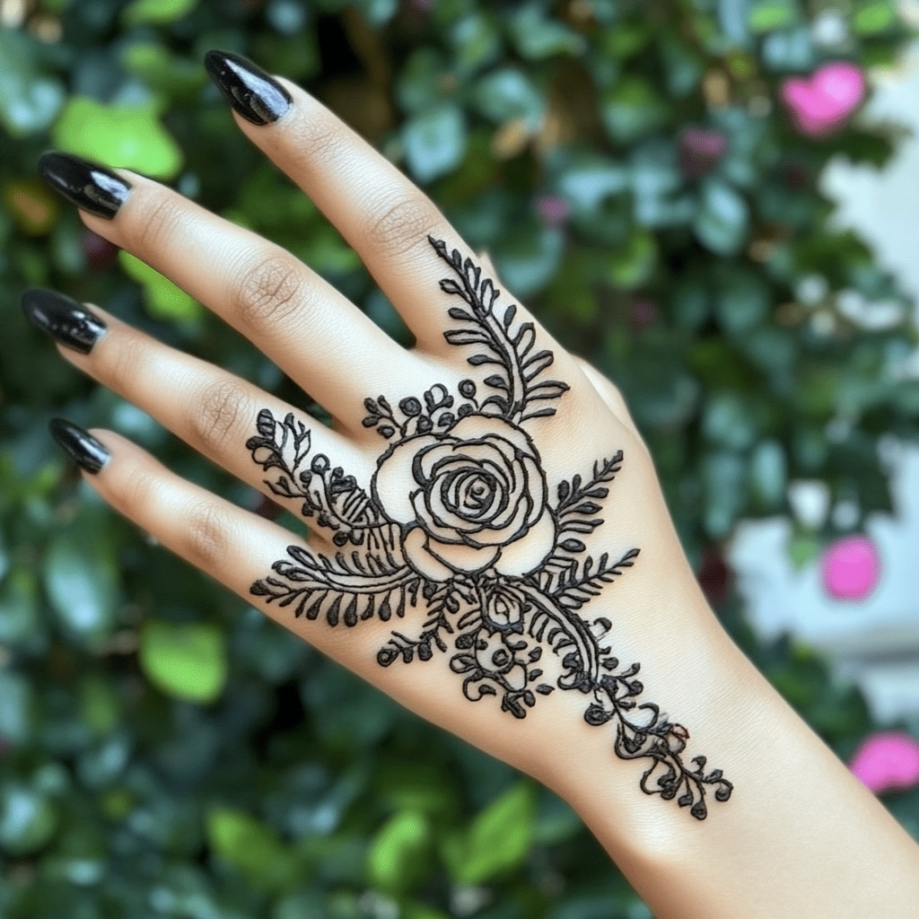 Arabic rose Mehndi design by Sudhir Shivaram on Mehndi World