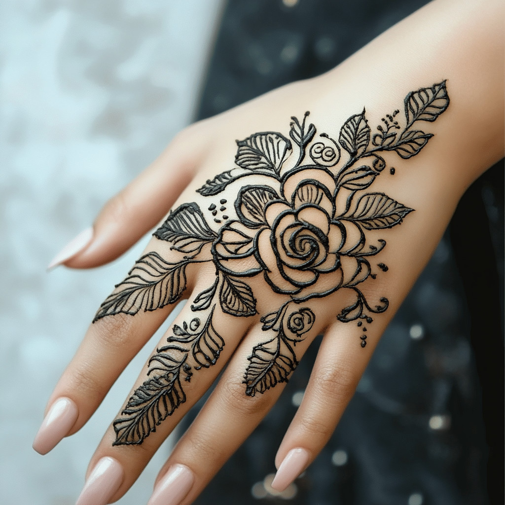 Arabic rose Mehndi design by Sudhir Shivaram on Mehndi World