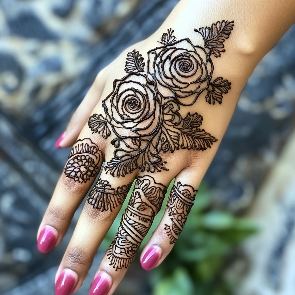Arabic rose Mehndi design by Sudhir Shivaram on Mehndi World