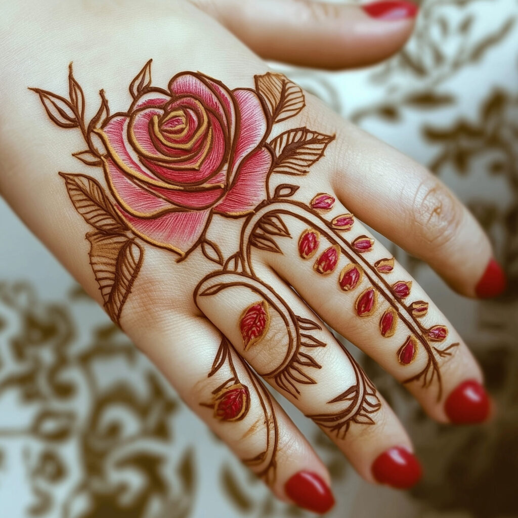 Arabic rose Mehndi design by Sudhir Shivaram on Mehndi World