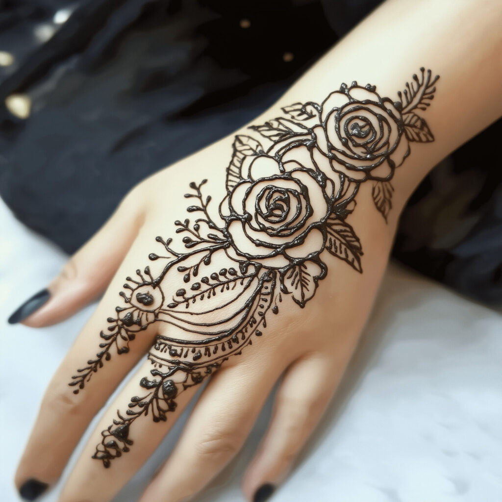Arabic rose Mehndi design by Sudhir Shivaram on Mehndi World