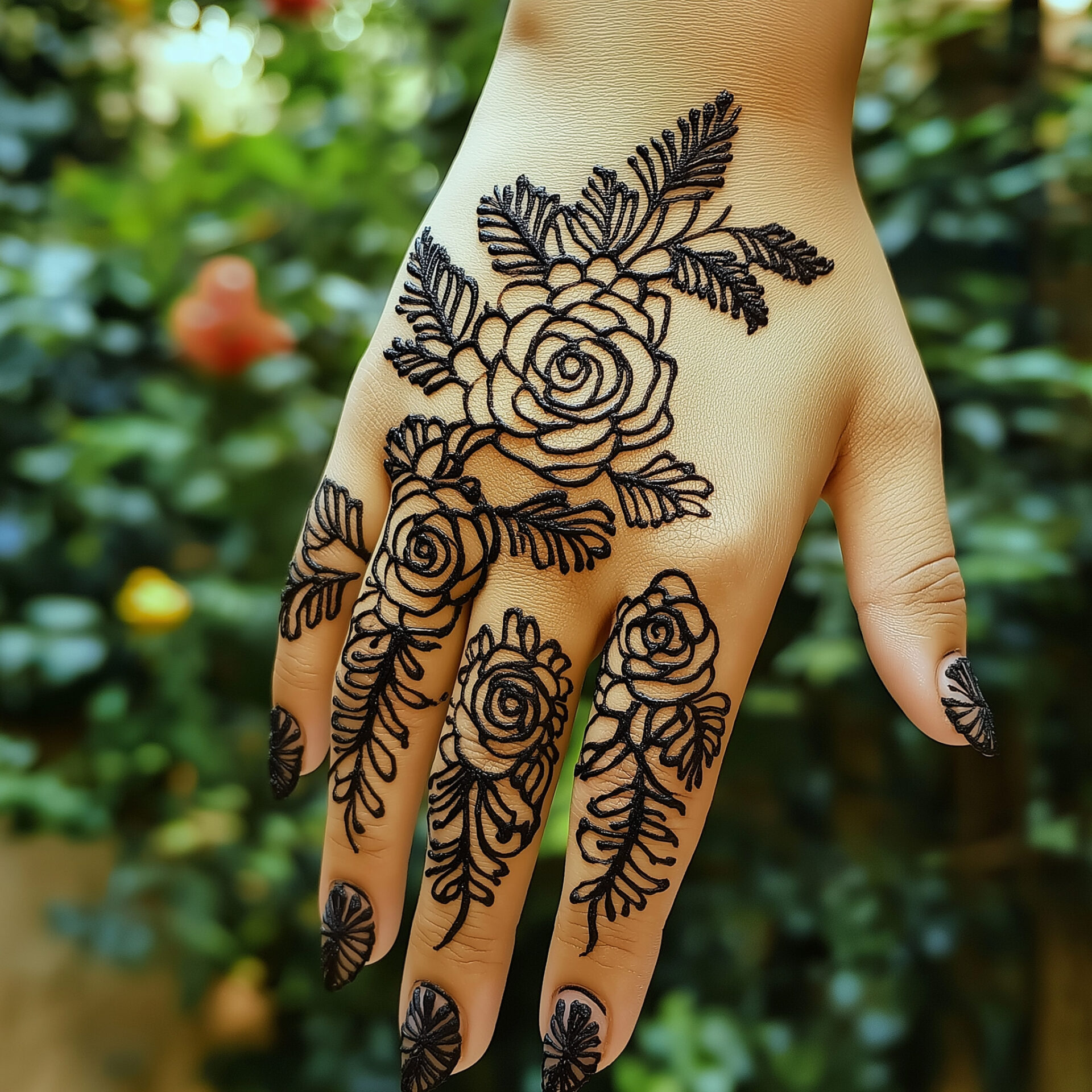 Arabic rose Mehndi design by Sudhir Shivaram on Mehndi World