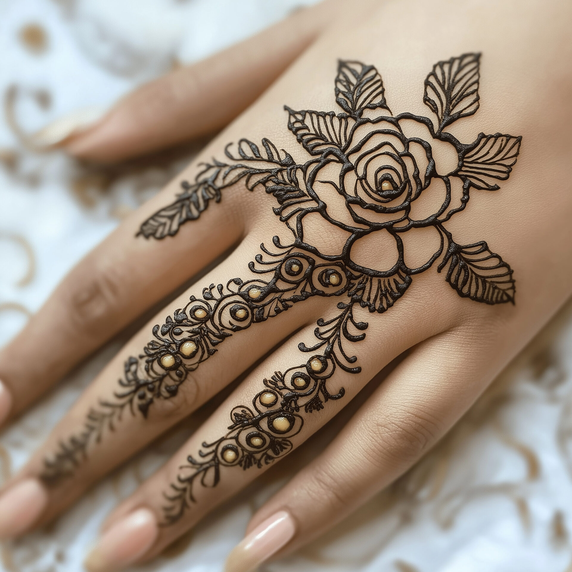 Arabic rose Mehndi design by Sudhir Shivaram on Mehndi World
