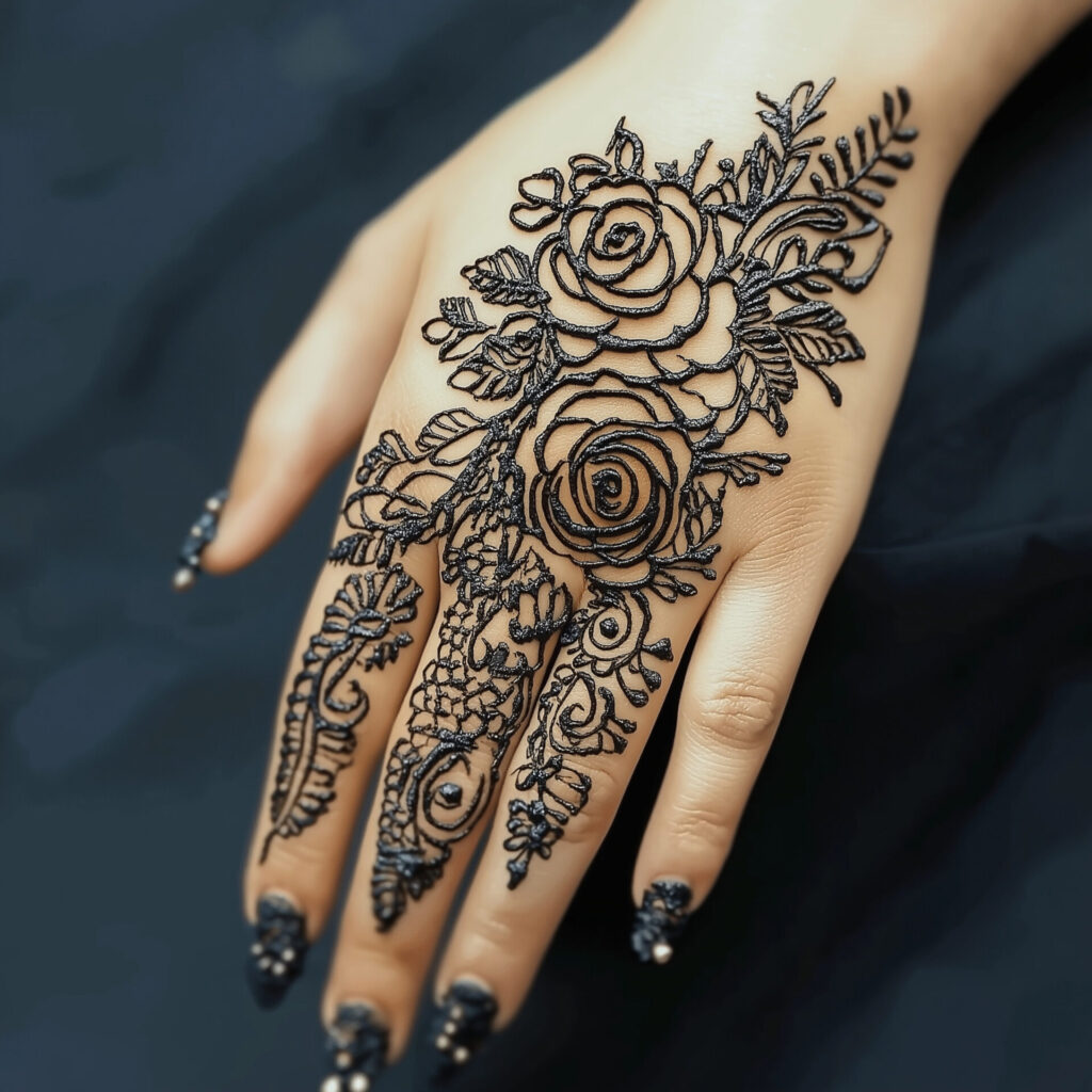 Arabic rose Mehndi design by Sudhir Shivaram on Mehndi World