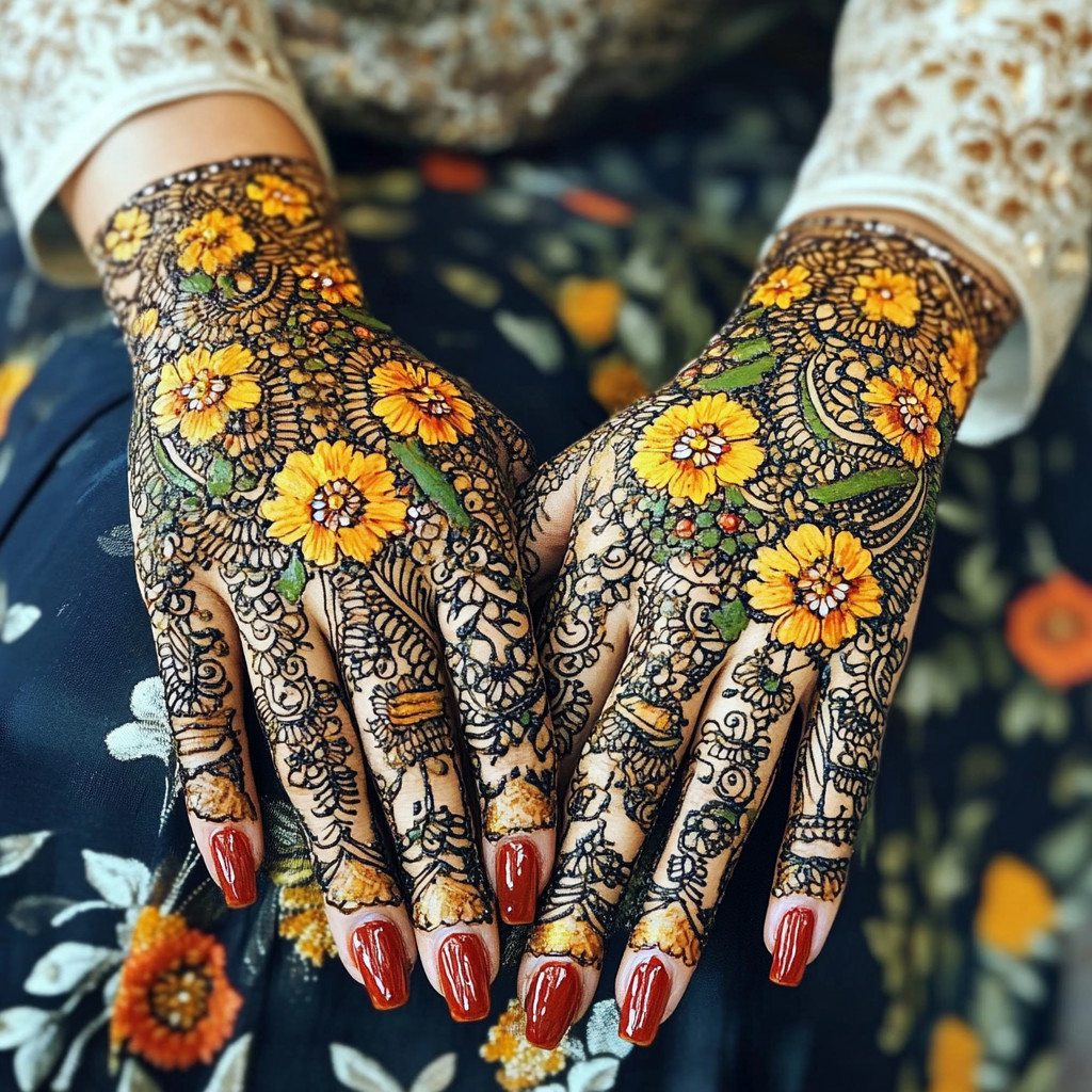 Full hand Mehndi designs back side by Sudhir Shivaram on Mehndi World