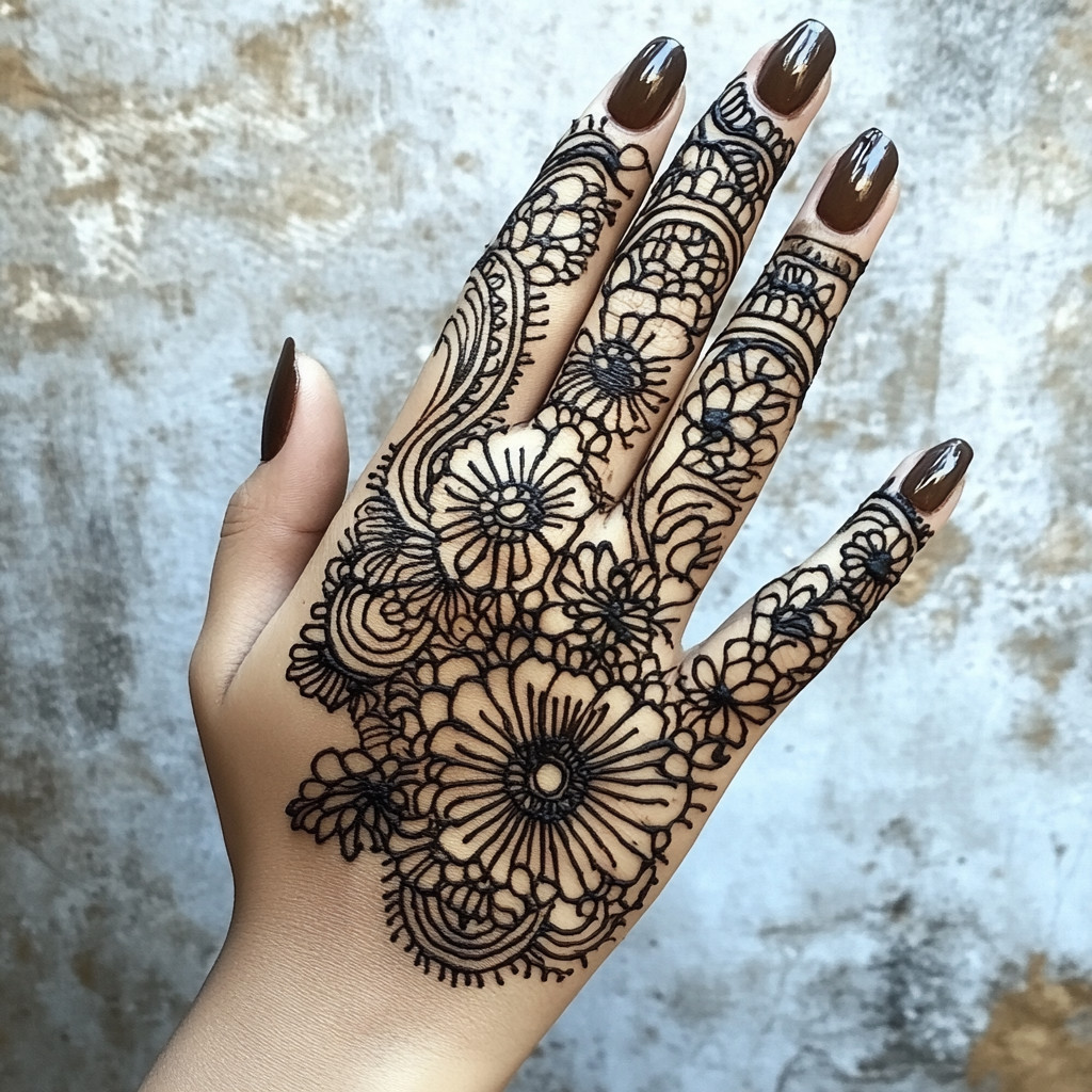 Full hand Mehndi designs back side by Sudhir Shivaram on Mehndi World