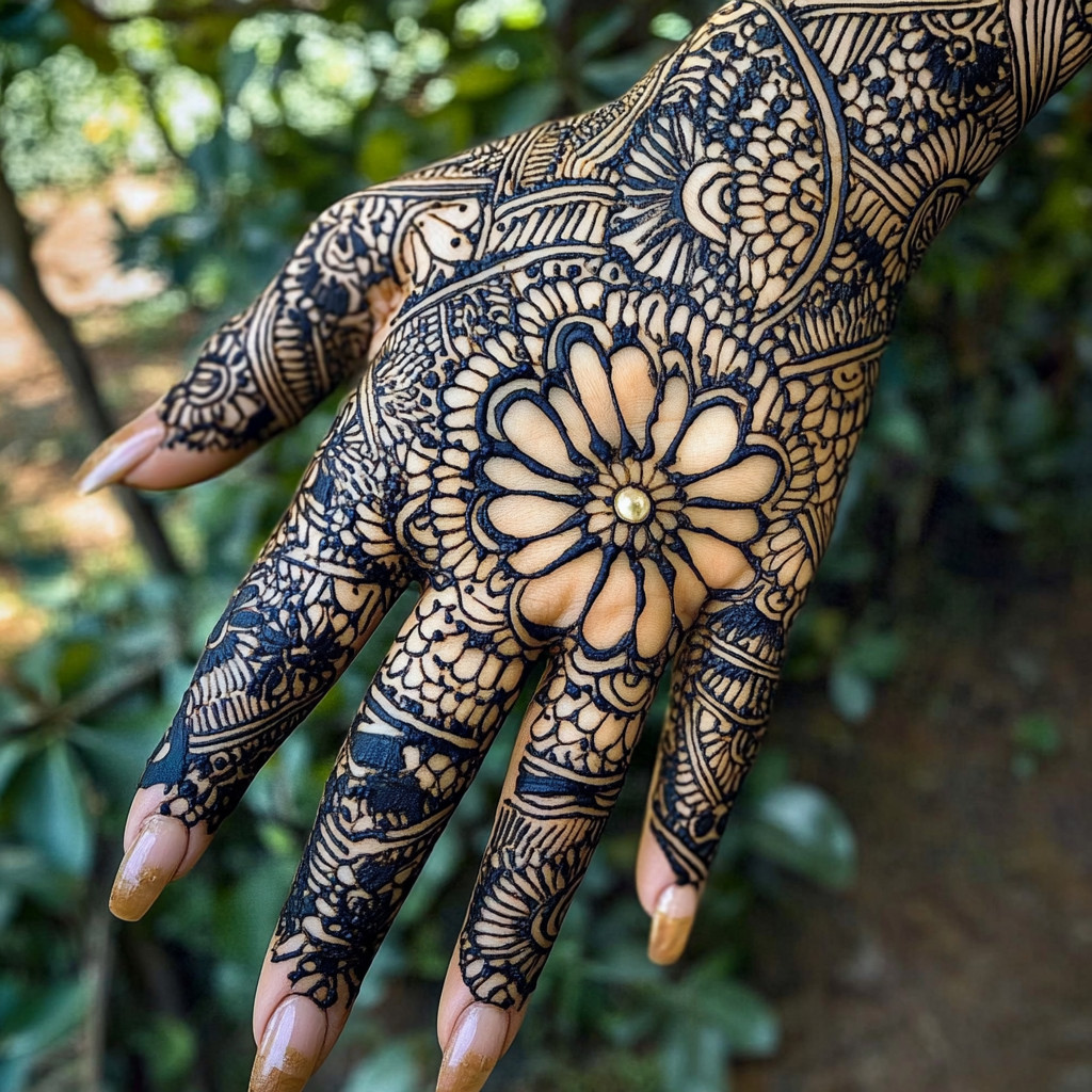 Full hand Mehndi designs back side by Sudhir Shivaram on Mehndi World