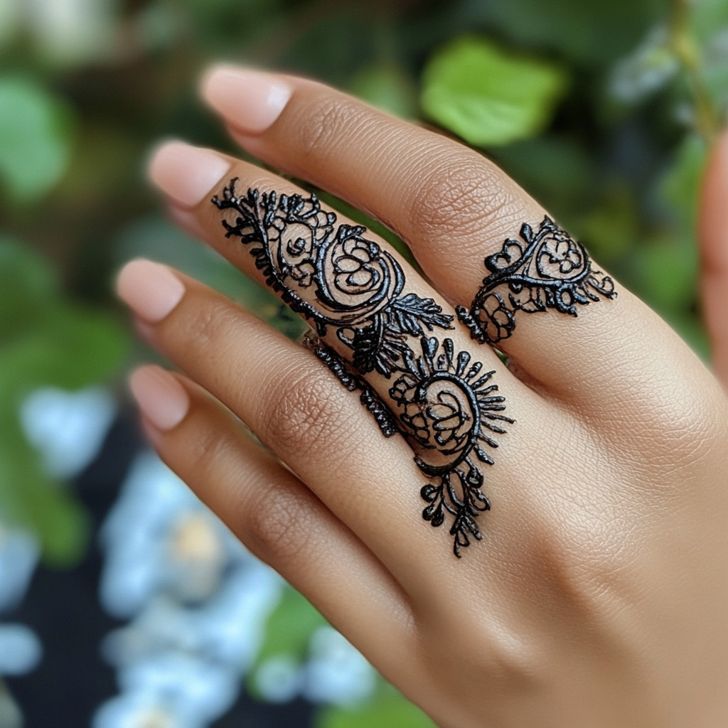 Ring finger Mehndi design by Nandipha Mntambo on Mehndi World