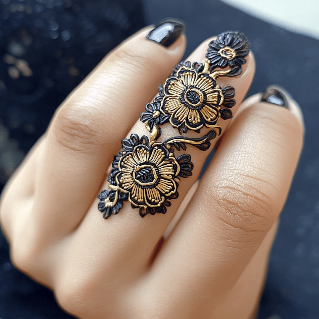 Ring finger Mehndi design by Nandipha Mntambo on Mehndi World