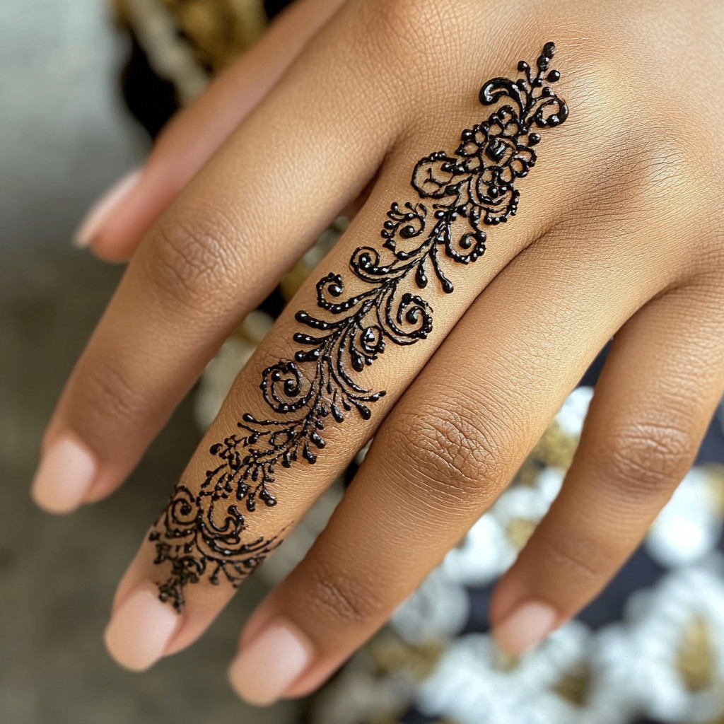 Ring finger Mehndi design by Nandipha Mntambo on Mehndi World