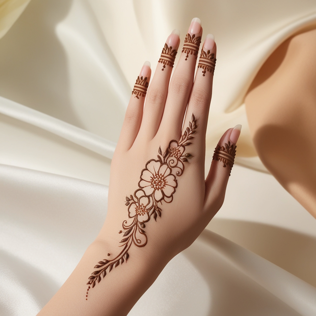 Back hand flower Mehndi design by Anisha Vivek on Mehndi World