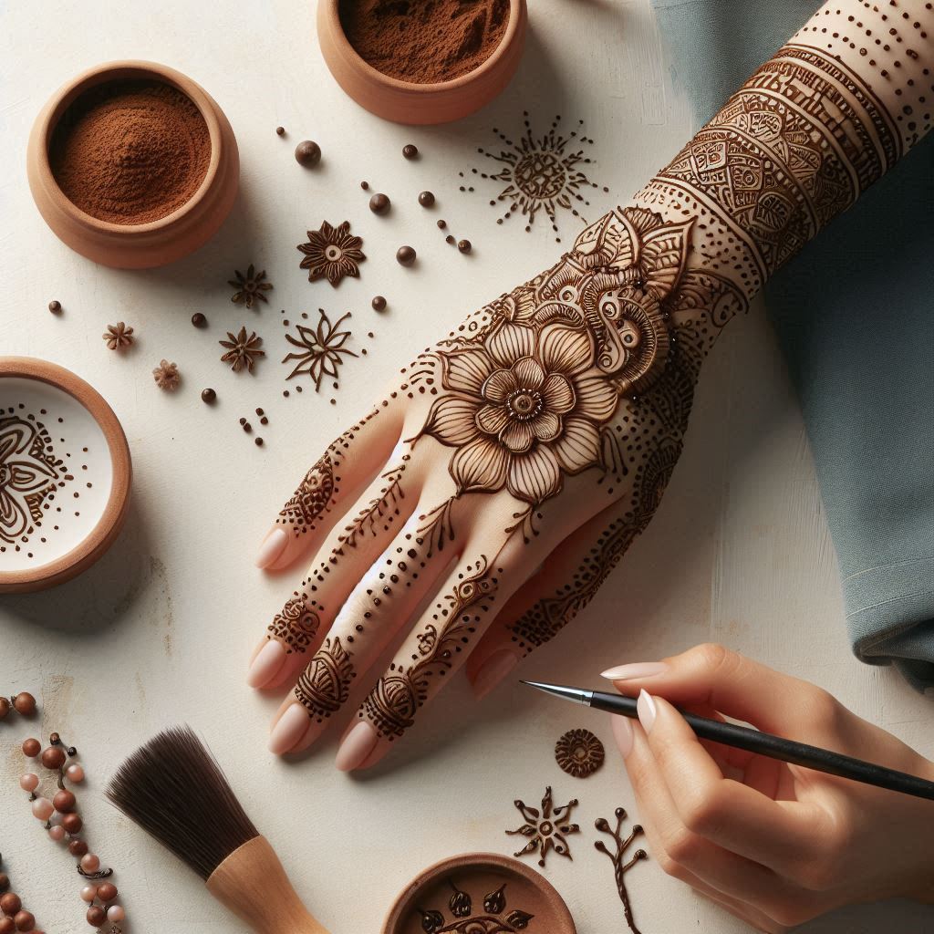 Back hand tattoo Mehndi design by Indrani Ghose on Mehndi World