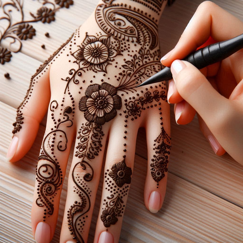 Left hand Mehndi design back by Sanjeev Kapoor on Mehndi World