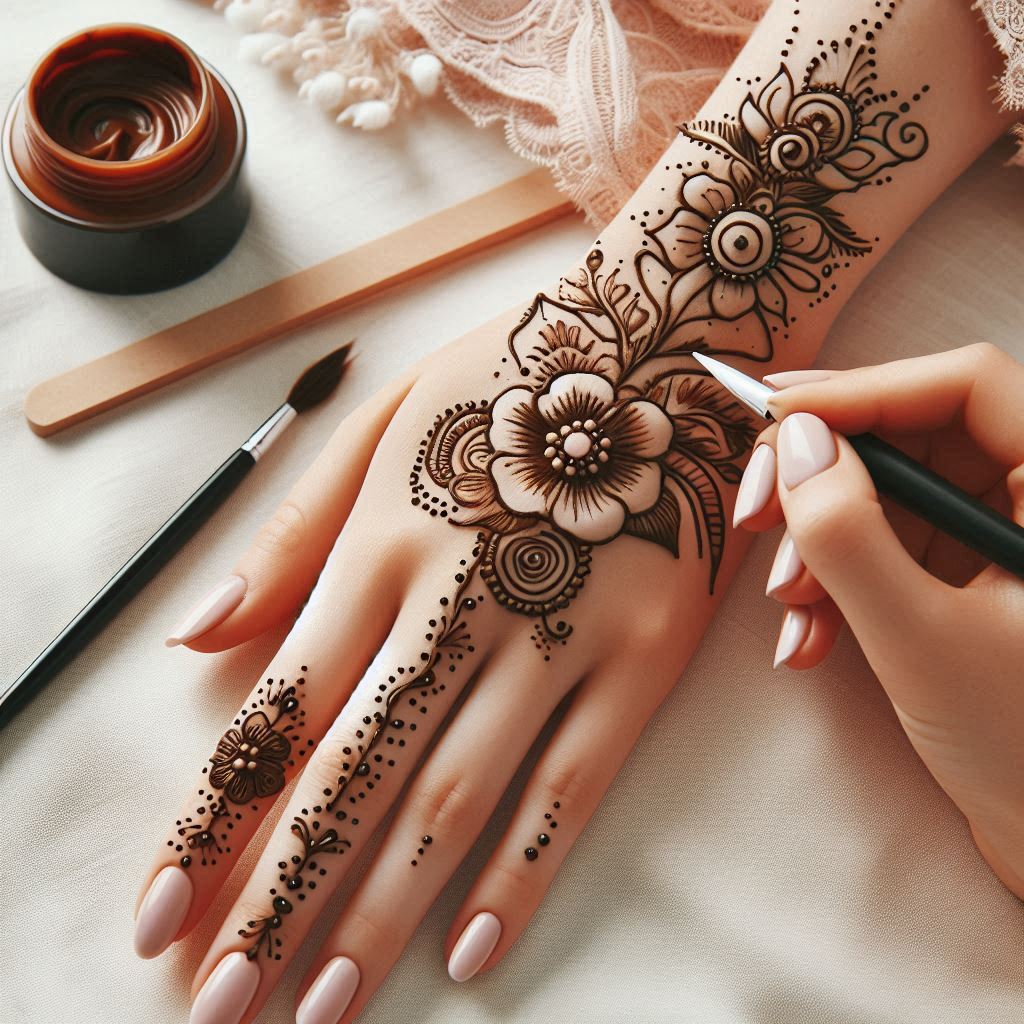 Left hand Mehndi design back by Sanjeev Kapoor on Mehndi World