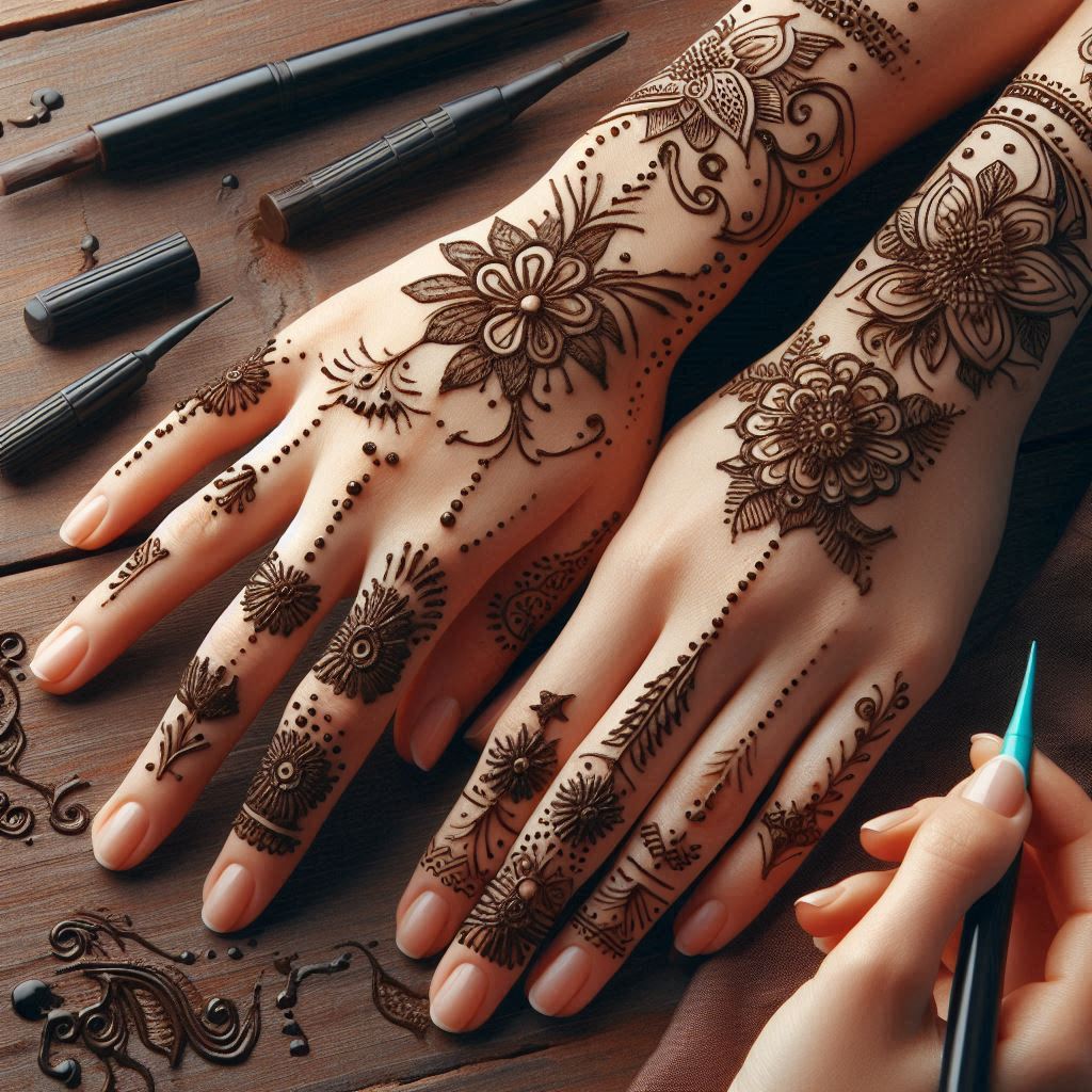 Left hand Mehndi design back by Sanjeev Kapoor on Mehndi World