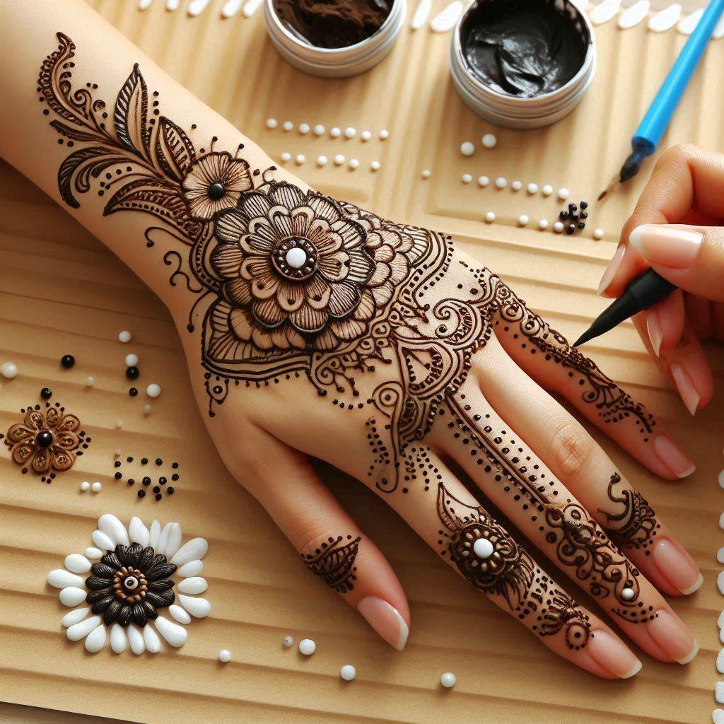 Left hand Mehndi design back by Sanjeev Kapoor on Mehndi World