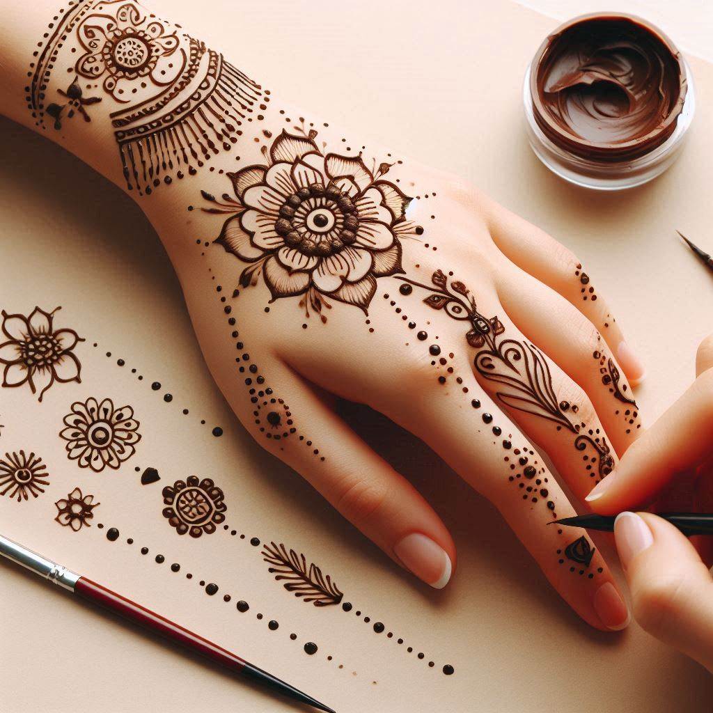 Back hand tattoo Mehndi design by Indrani Ghose on Mehndi World