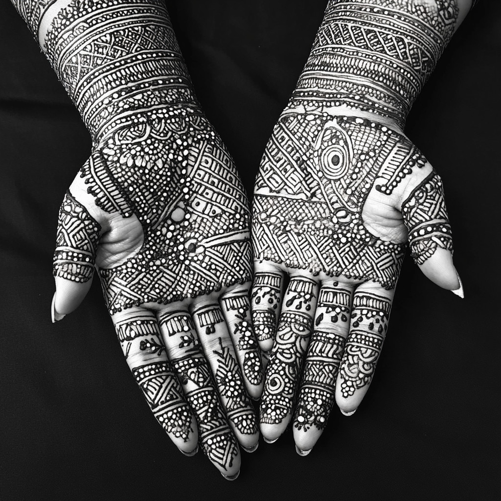 Front and back hand Mehndi designs by Himanshi Gupta on Mehndi World