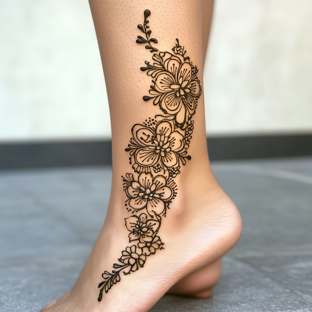 Side leg Mehndi design by Anisha Vivek on Mehndi World