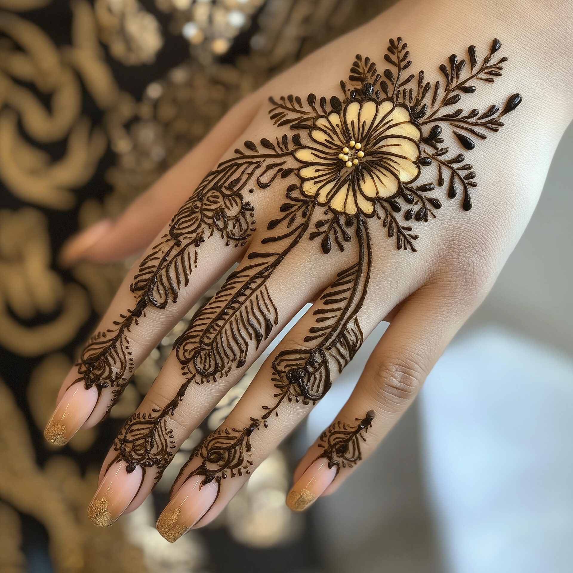 Arham Mehndi design back hand by Indrani Ghose on Mehndi World