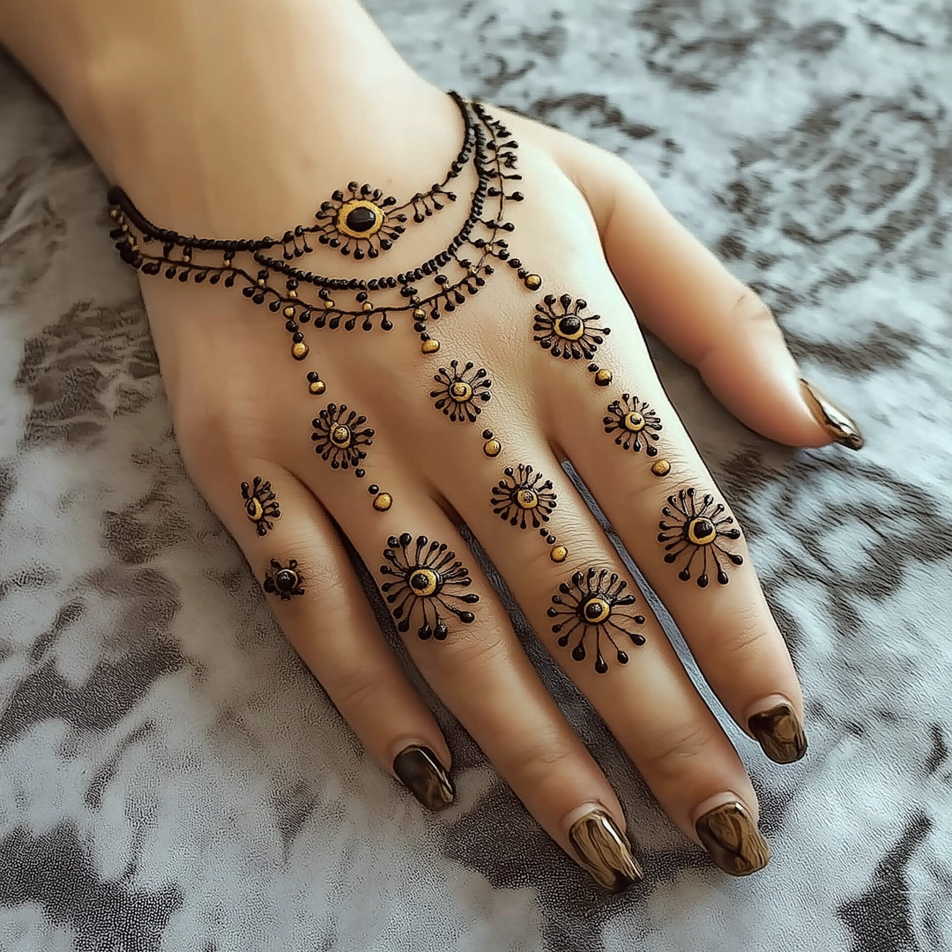 Back hand chain Mehndi design by David McLeod on Mehndi World