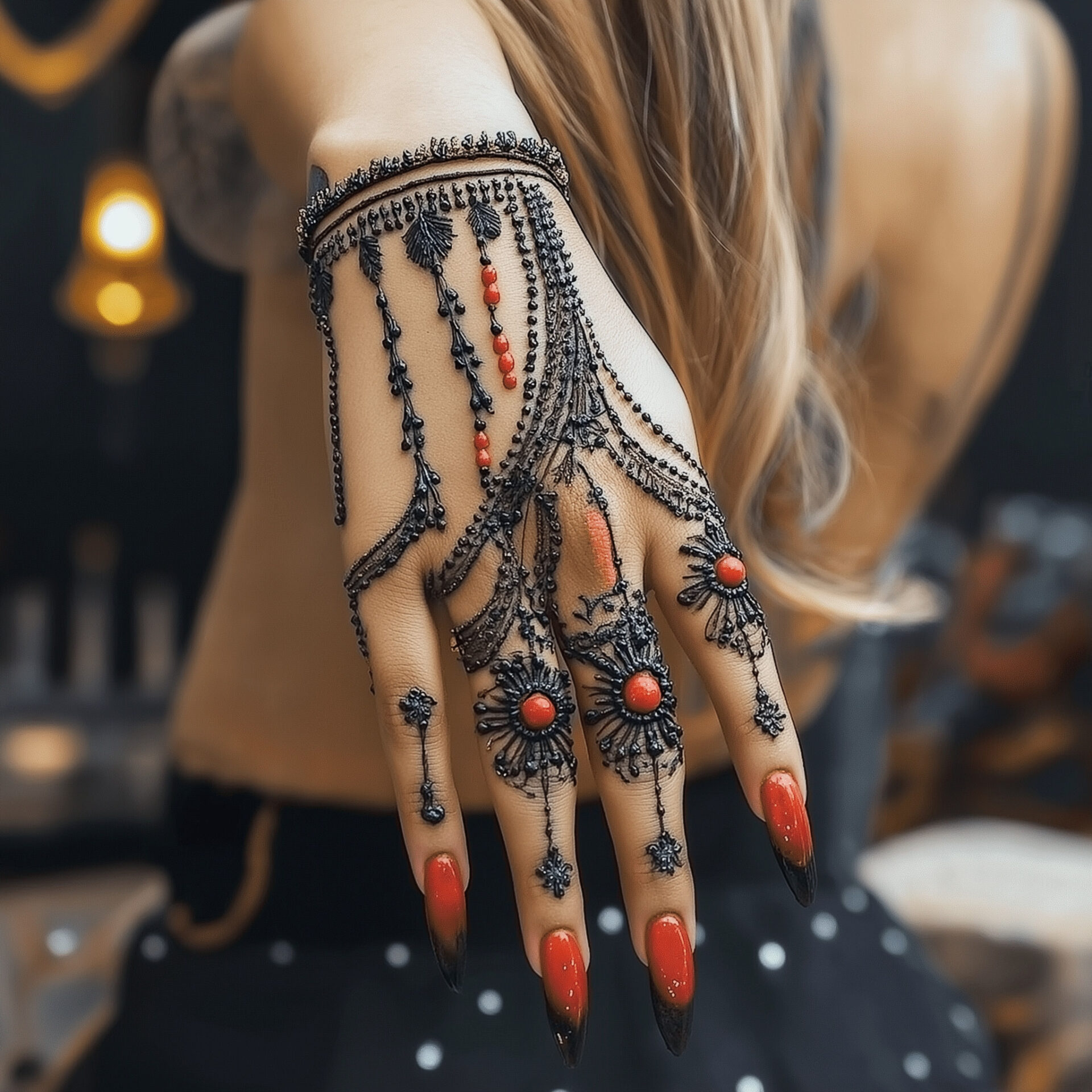 Back hand chain Mehndi design by David McLeod on Mehndi World