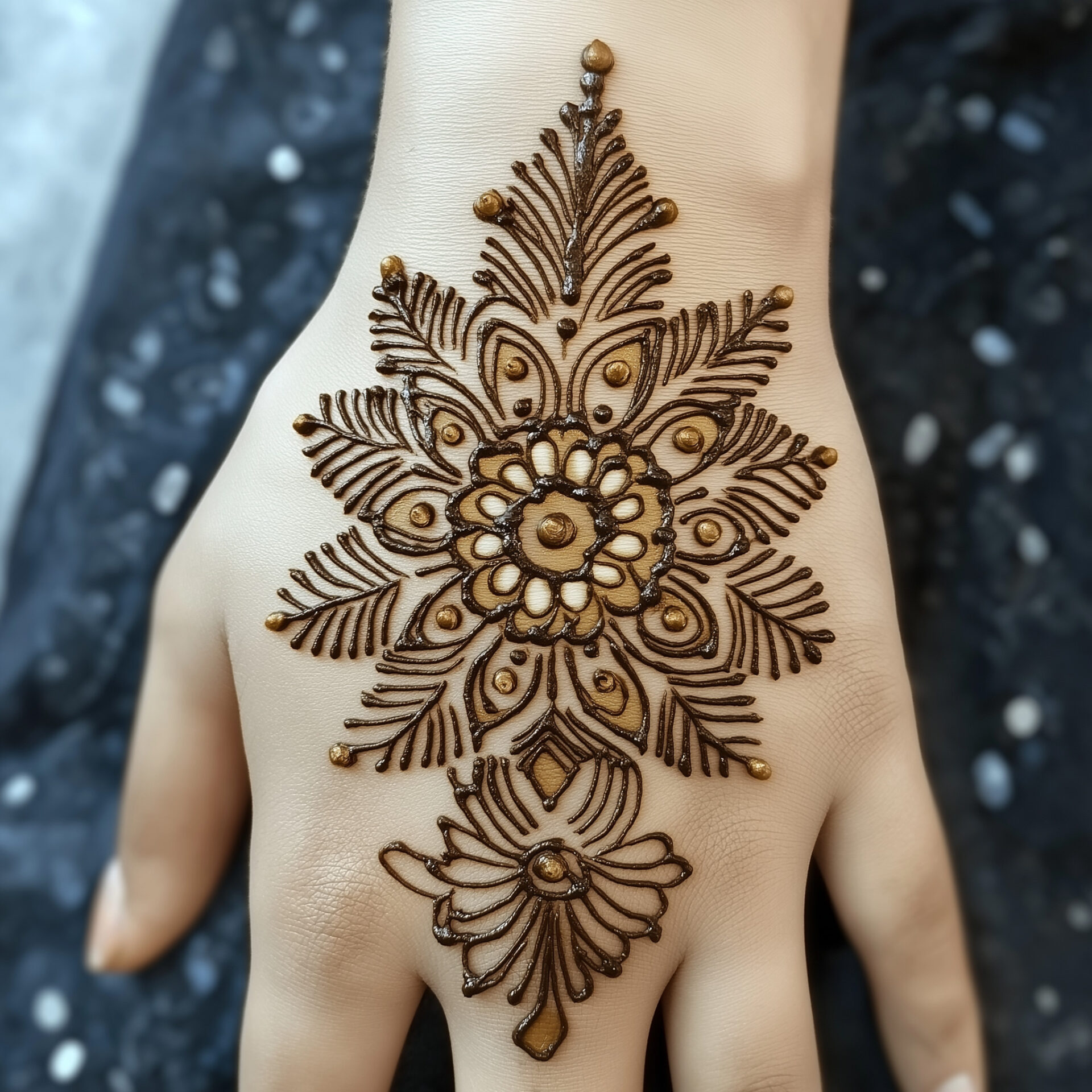 Back hand round Mehndi design by Itzcoatl Nuka on Mehndi World