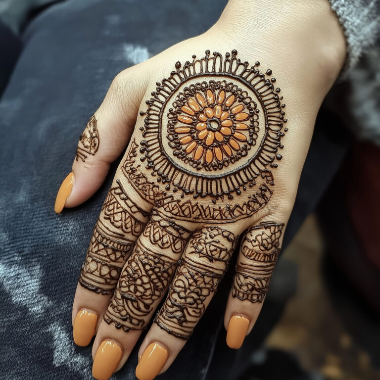 Back hand round Mehndi design by Itzcoatl Nuka on Mehndi World