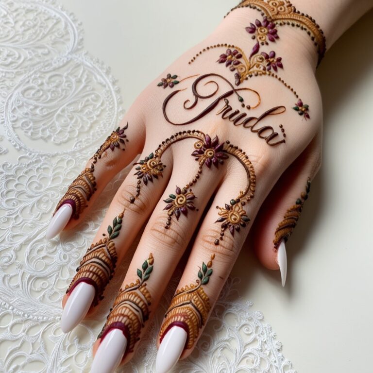 Bridal Mehndi design with name by Kaur Ahana on Mehndi World