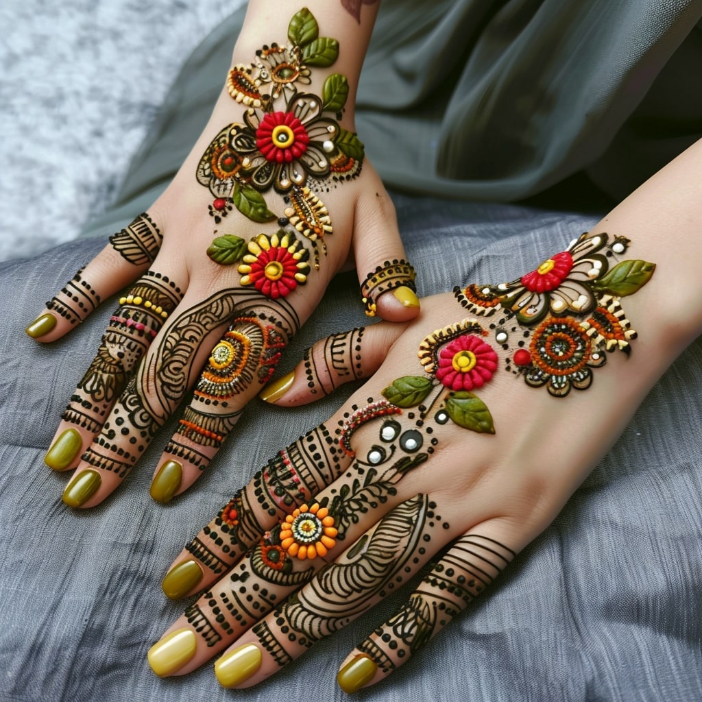 Full hand Mehndi design for Teej by Karnesh Sharma on Mehndi World