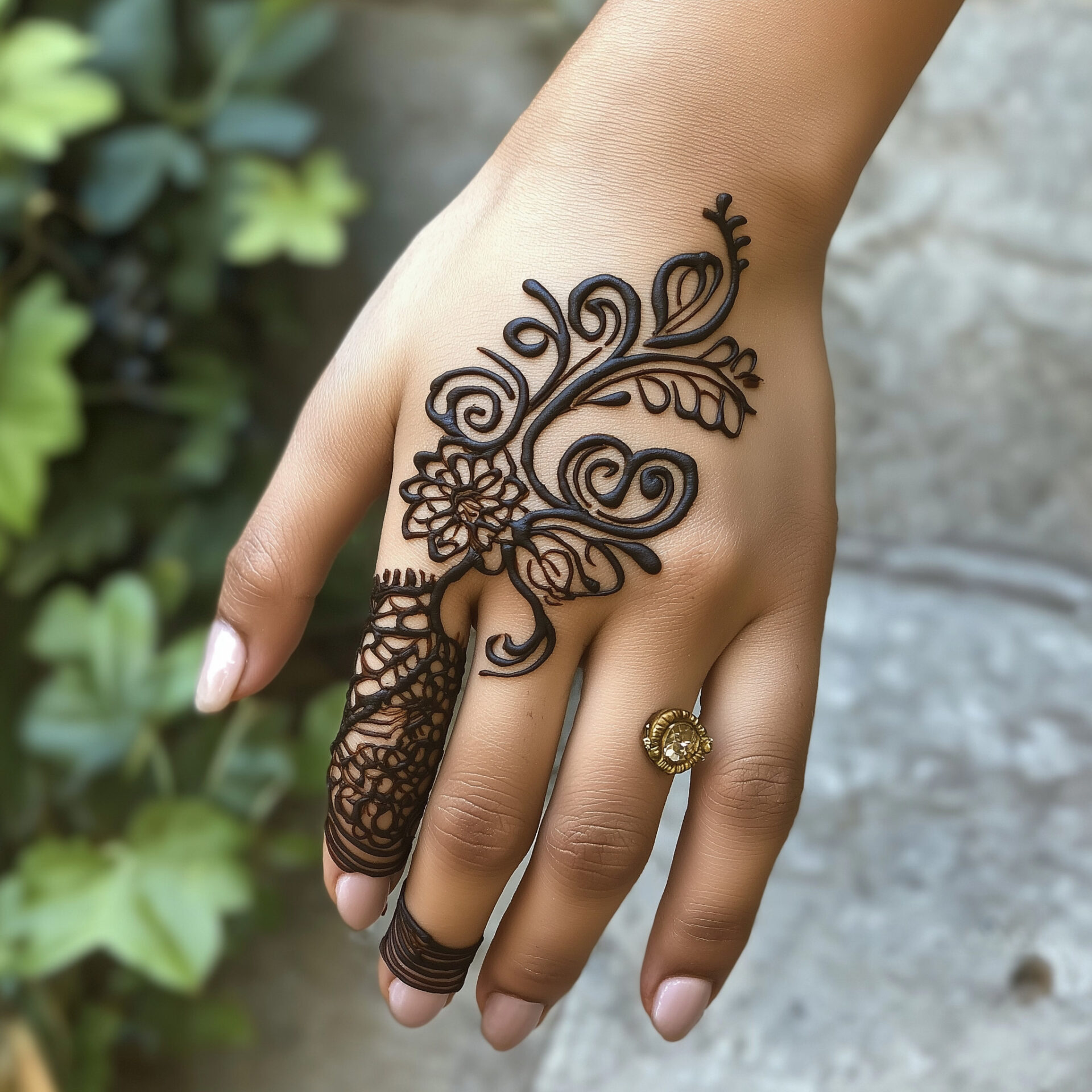 One side Mehndi design for back hand by Himanshi Gupta on Mehndi World