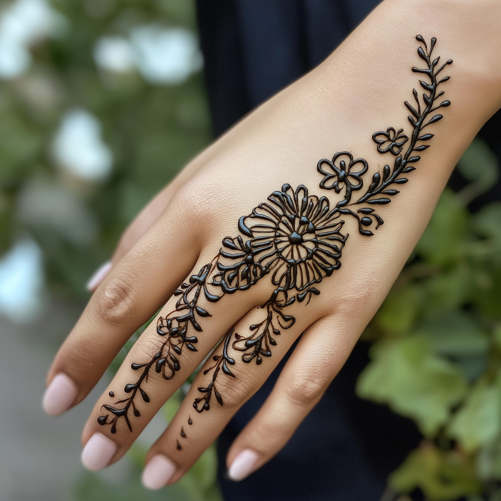 One side Mehndi design for back hand by Himanshi Gupta on Mehndi World
