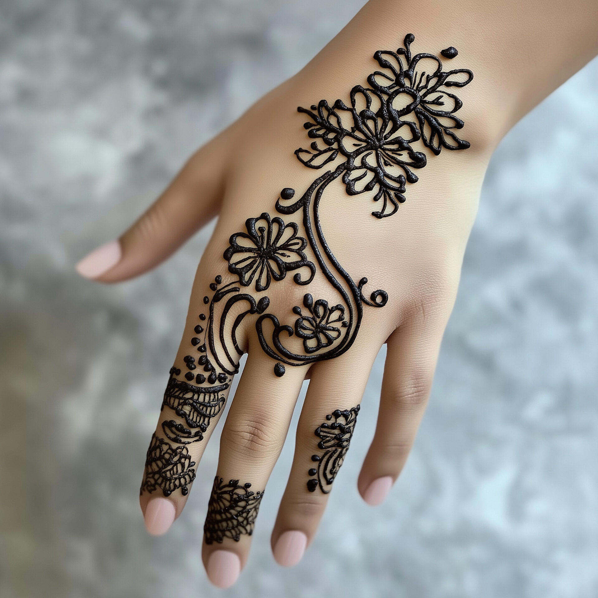 One side Mehndi design for back hand by Himanshi Gupta on Mehndi World