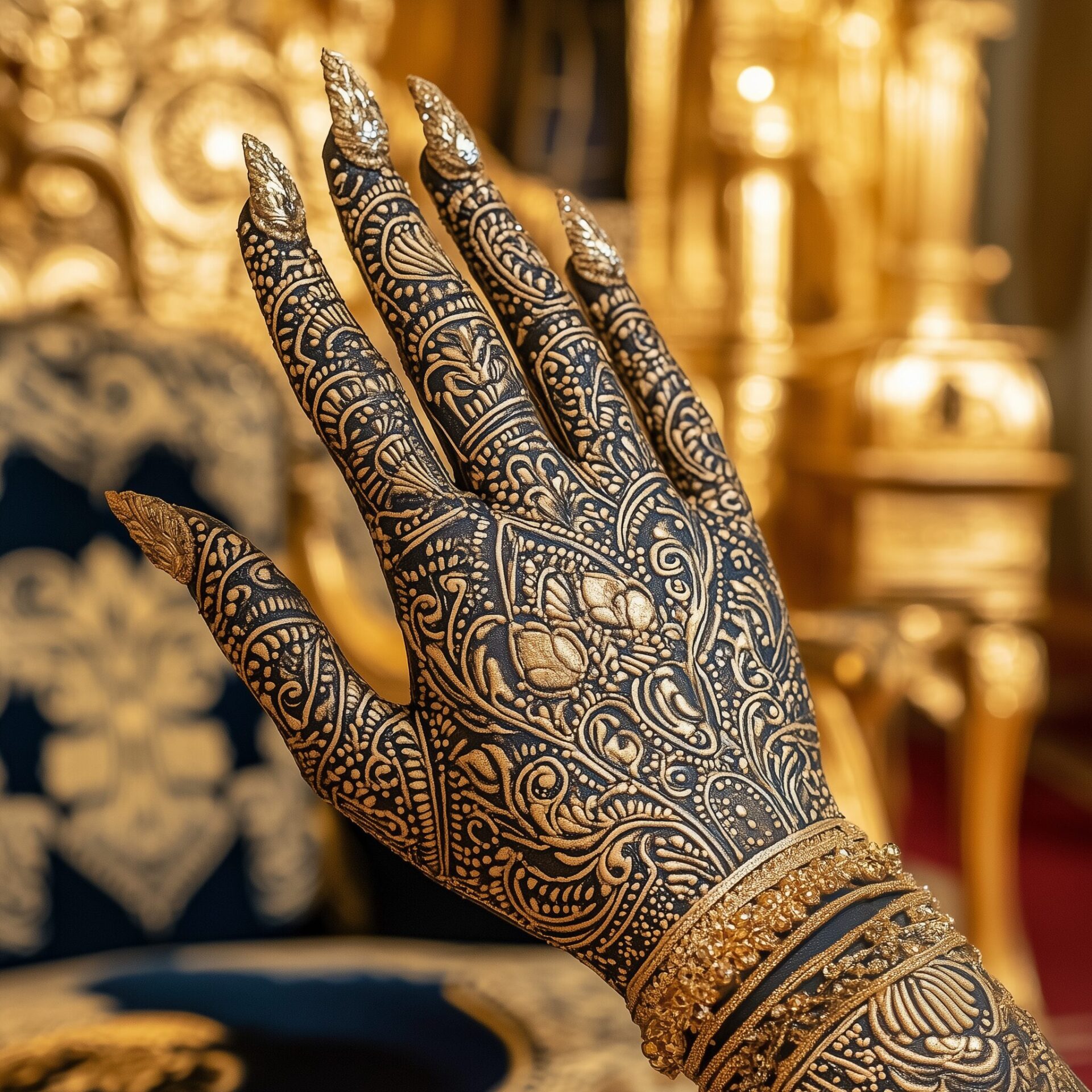 Royal half hand mehndi design by Karnesh Sharma on Mehndi World