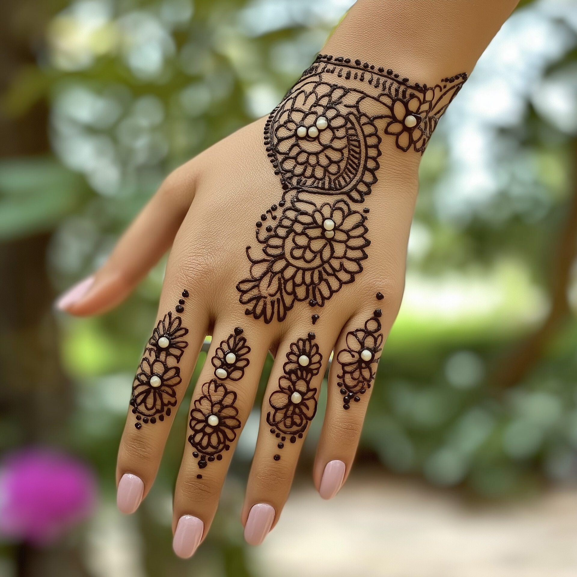 Short Mehndi design for back hand by Himanshi Gupta on Mehndi World