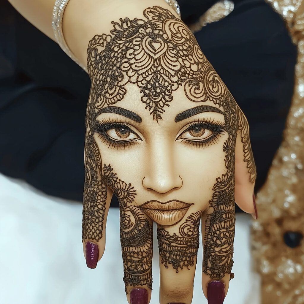 Bridal face Mehndi design by Sudhir Shivaram on Mehndi World