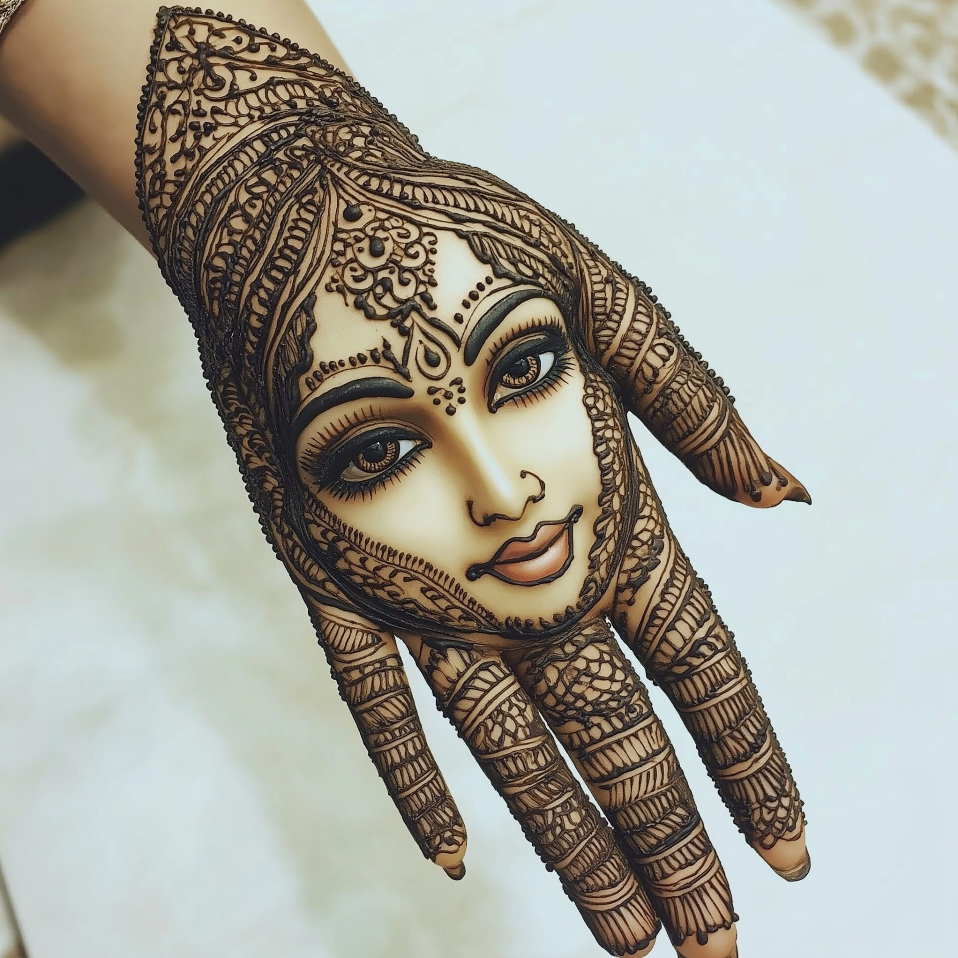 Bridal face Mehndi design by Sudhir Shivaram on Mehndi World