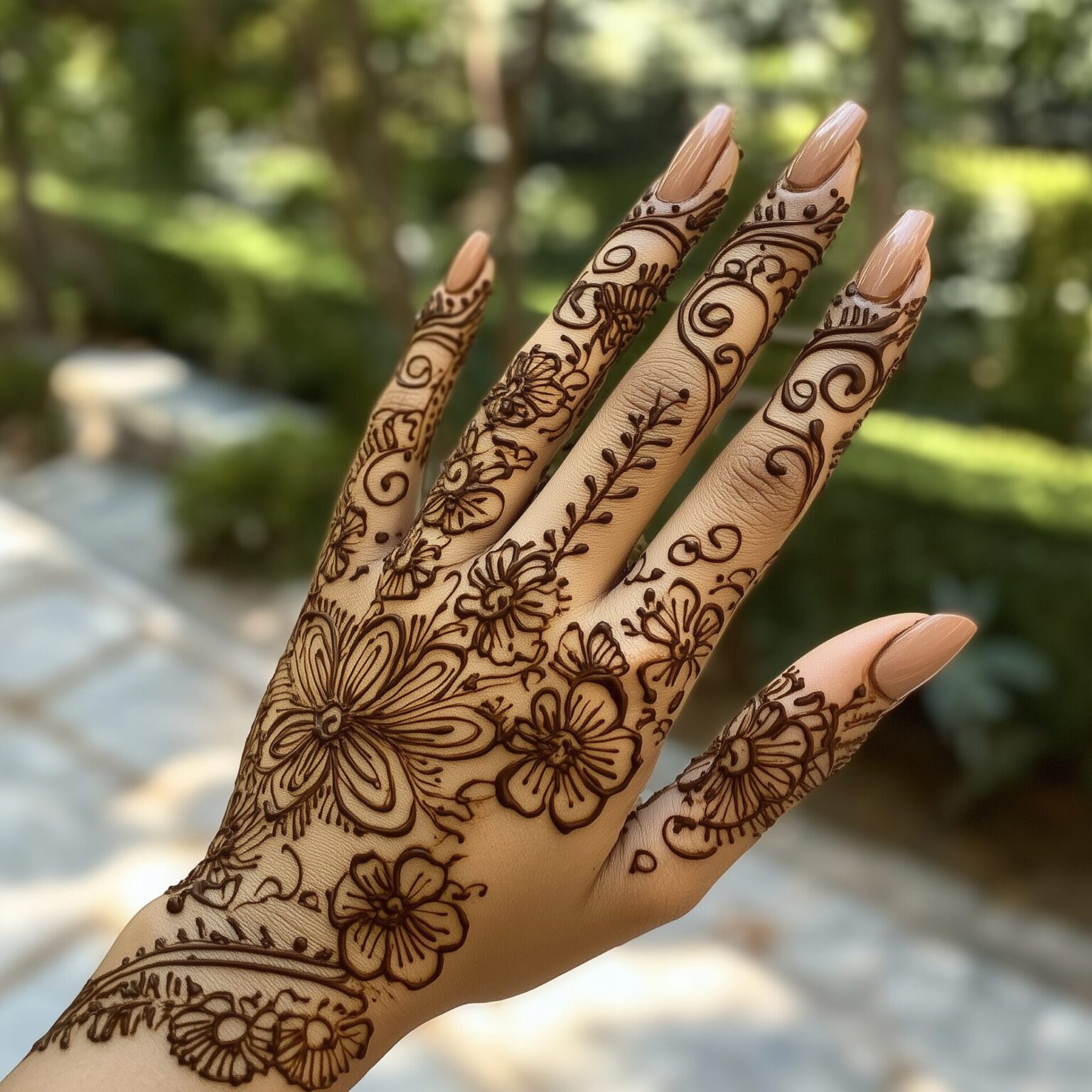 Half hand Mehndi design front and back by Karnesh Sharma on Mehndi World