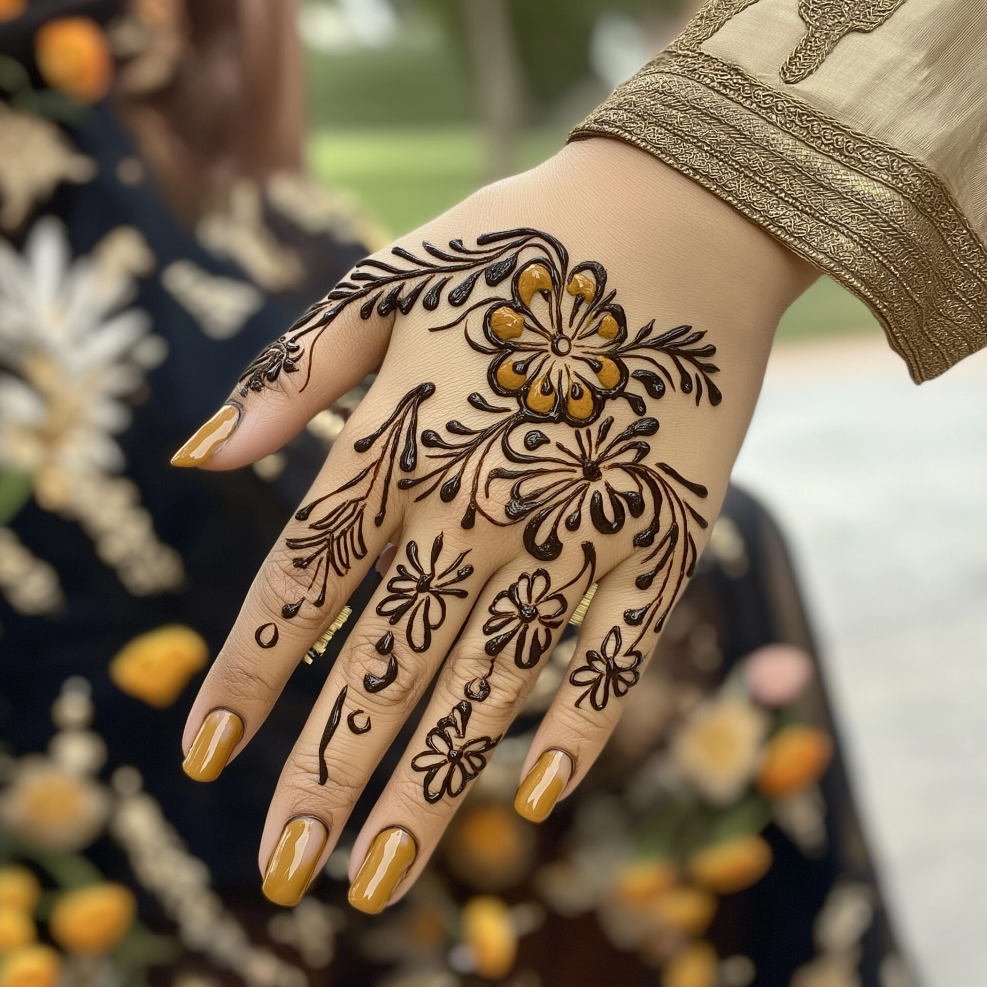 Khafif Mehndi design back hand by Himanshi Gupta on Mehndi World
