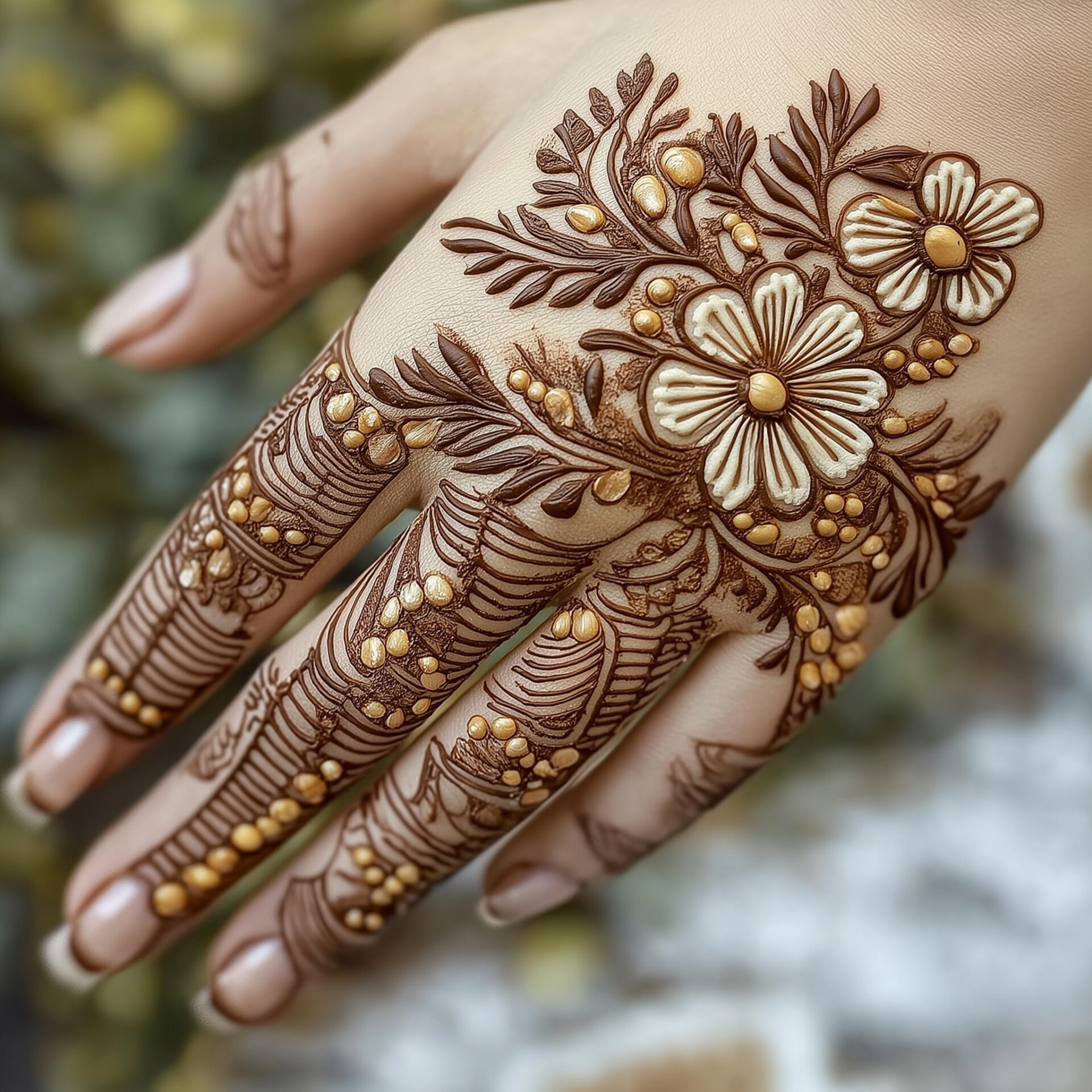 Khafif Mehndi design back hand by Himanshi Gupta on Mehndi World