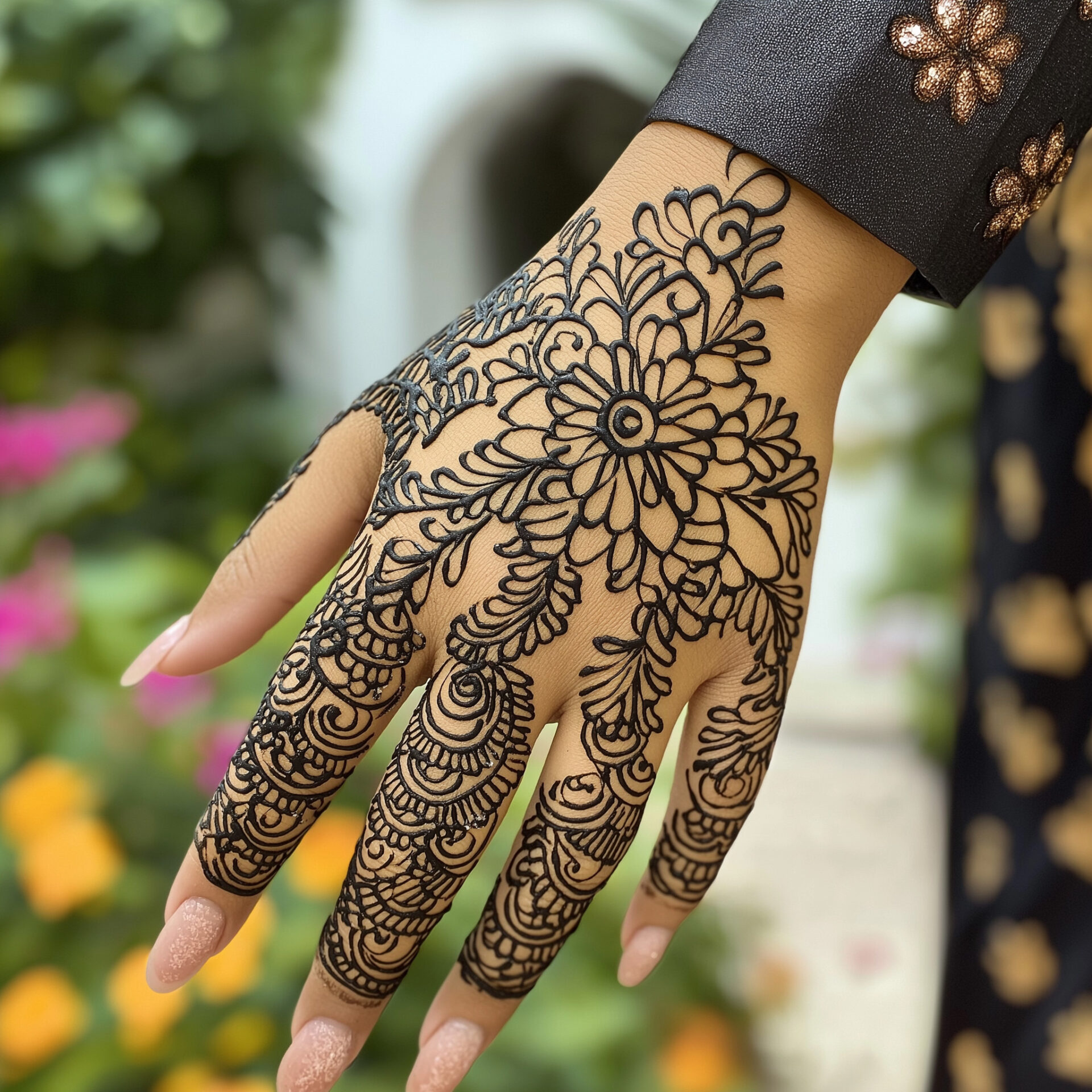 Khafif Mehndi design back hand by Himanshi Gupta on Mehndi World
